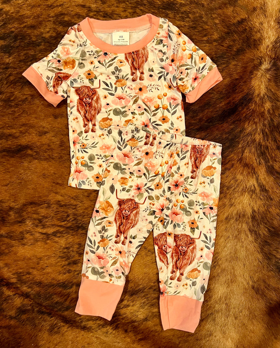Pink floral highlander pj set – Six shooter boutique